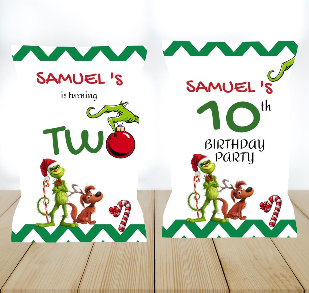 Editable Grinch Chip Bag Template Halloween Party Potato Chip Wrapper ...