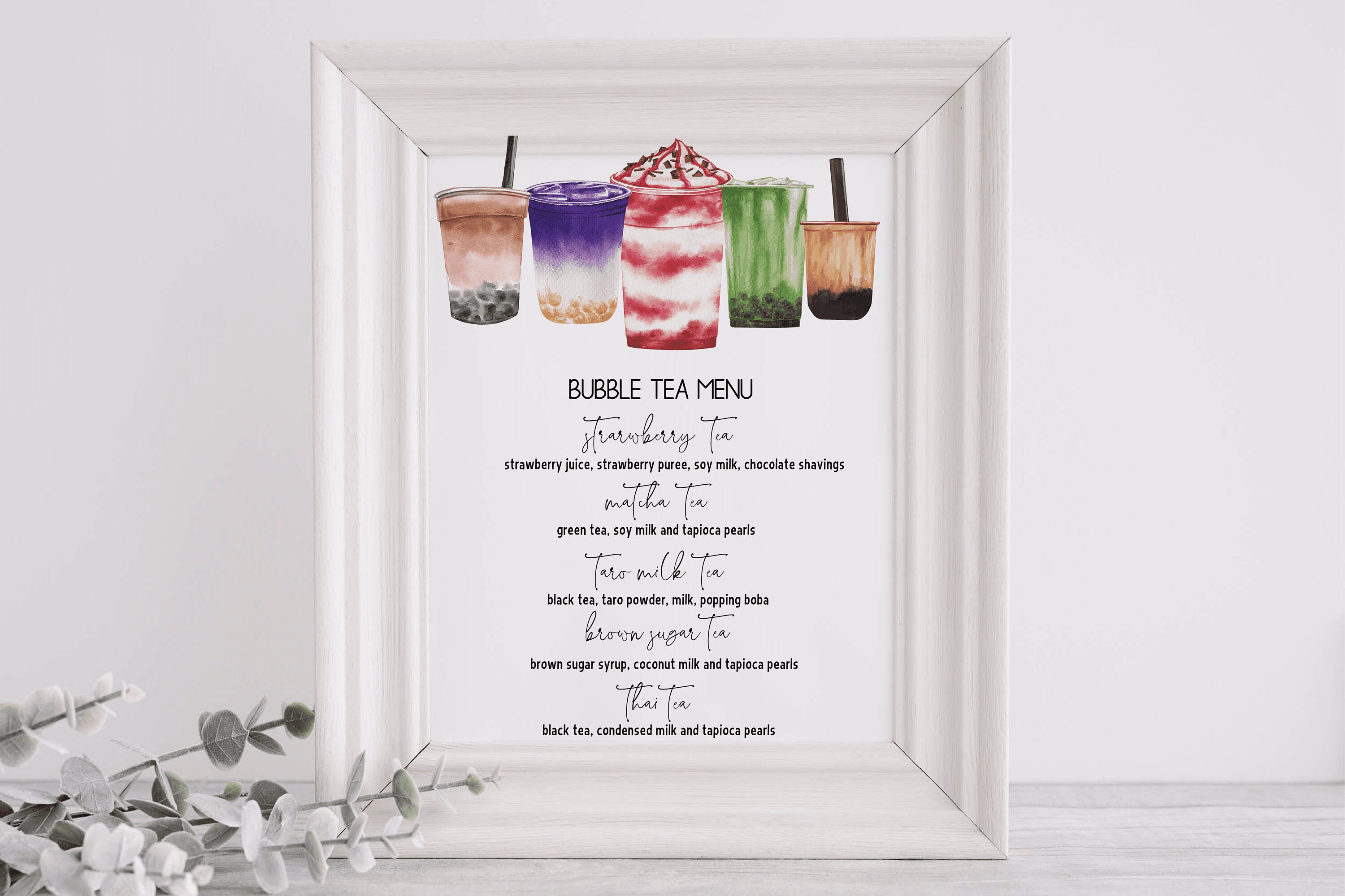 Editable Bubble Tea Menu Sign Customizable Bubble Tea Sign Boba Milk ...