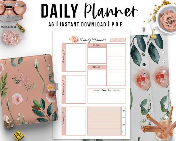 A6 Printable Daily Planner Inserts A6 Planner goal Tracker | Etsy