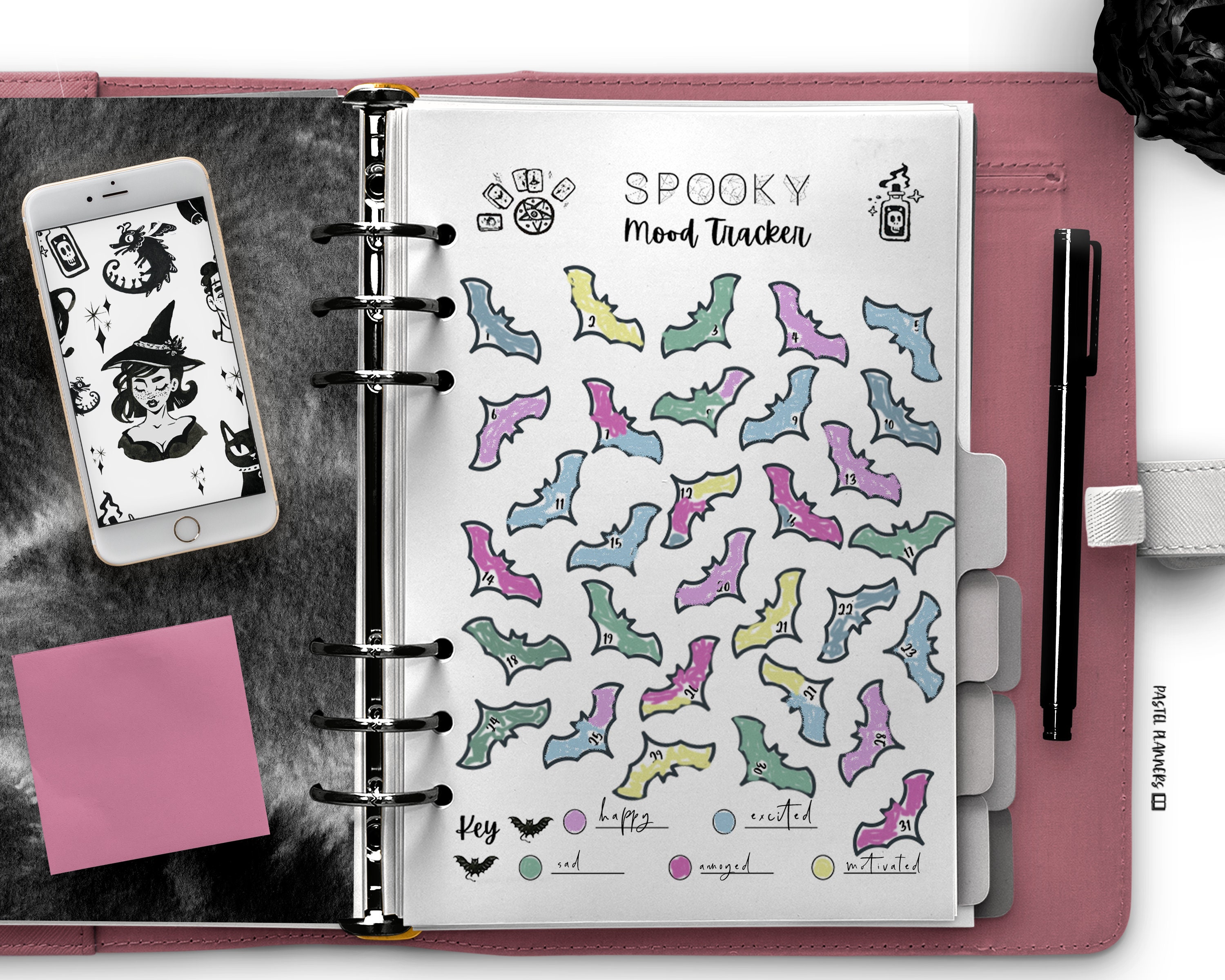 Spooky Mood Tracker Printable Halloween October Daily Bullet Journal ...