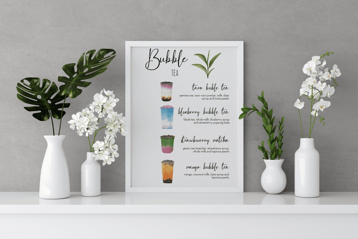 Editable Bubble Tea Menu Sign Customizable Bubble Tea Sign Boba Milk ...
