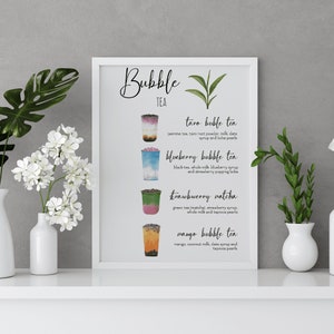 Editable Bubble Tea Menu Sign Customizable Bubble Tea Sign Boba Milk ...