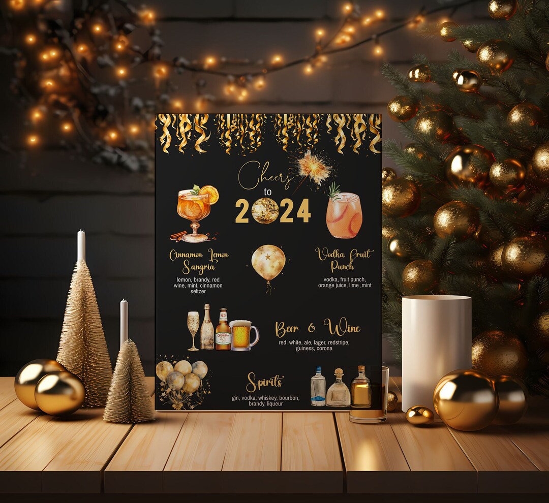 New Year's Drink Menu New Year's Eve Party Cocktail Sign Editable ...