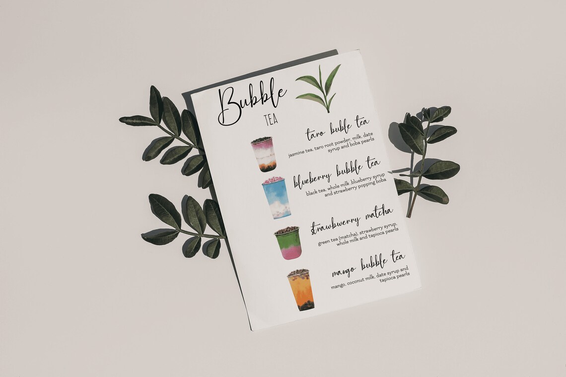 Editable Bubble Tea Menu Sign Customizable Bubble Tea Sign Boba Milk ...
