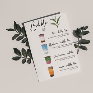 Editable Bubble Tea Menu Sign Customizable Bubble Tea Sign Boba Milk ...