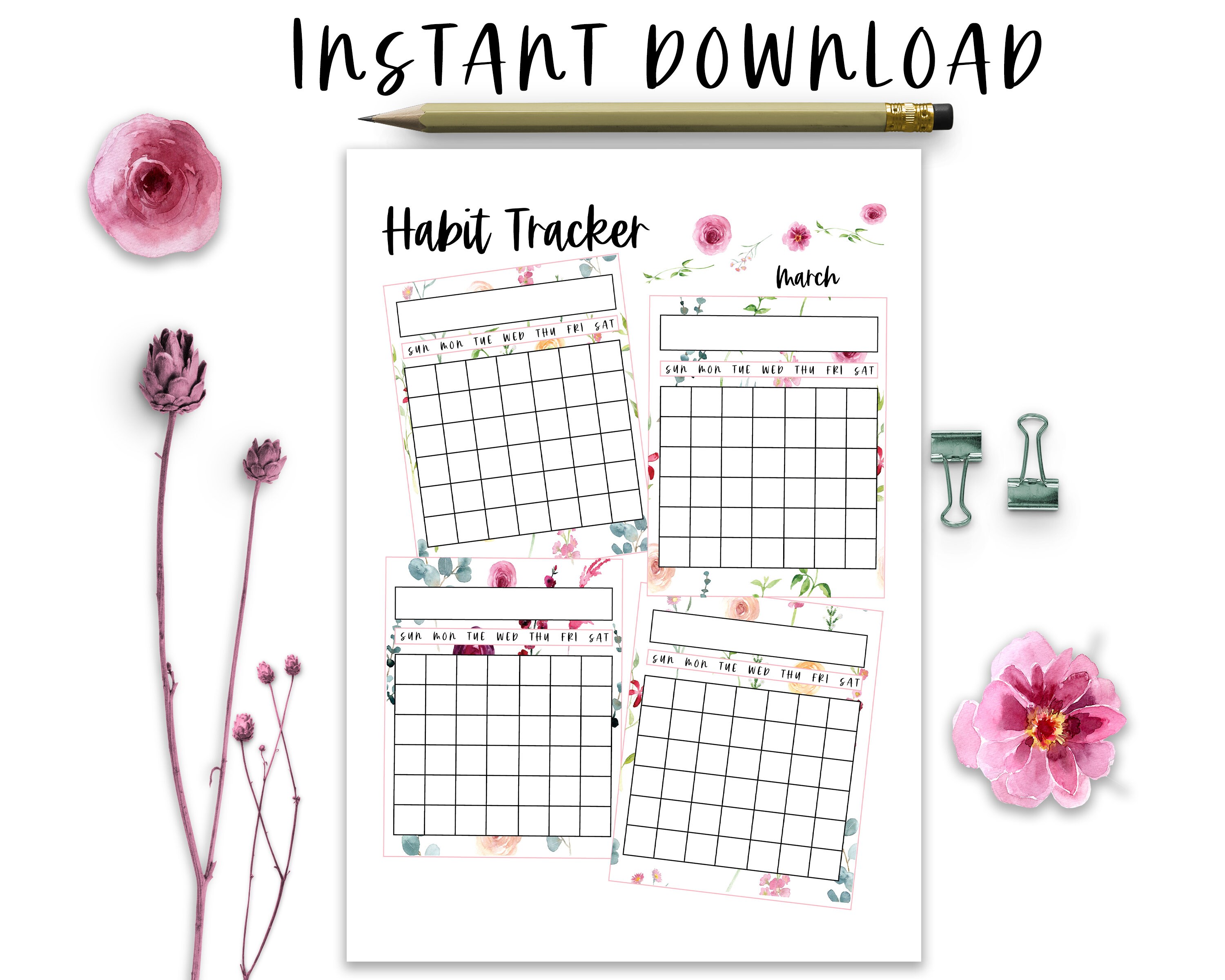 Monthly Habit Tracker Printable Monthly Goal Tracking Daily - Etsy