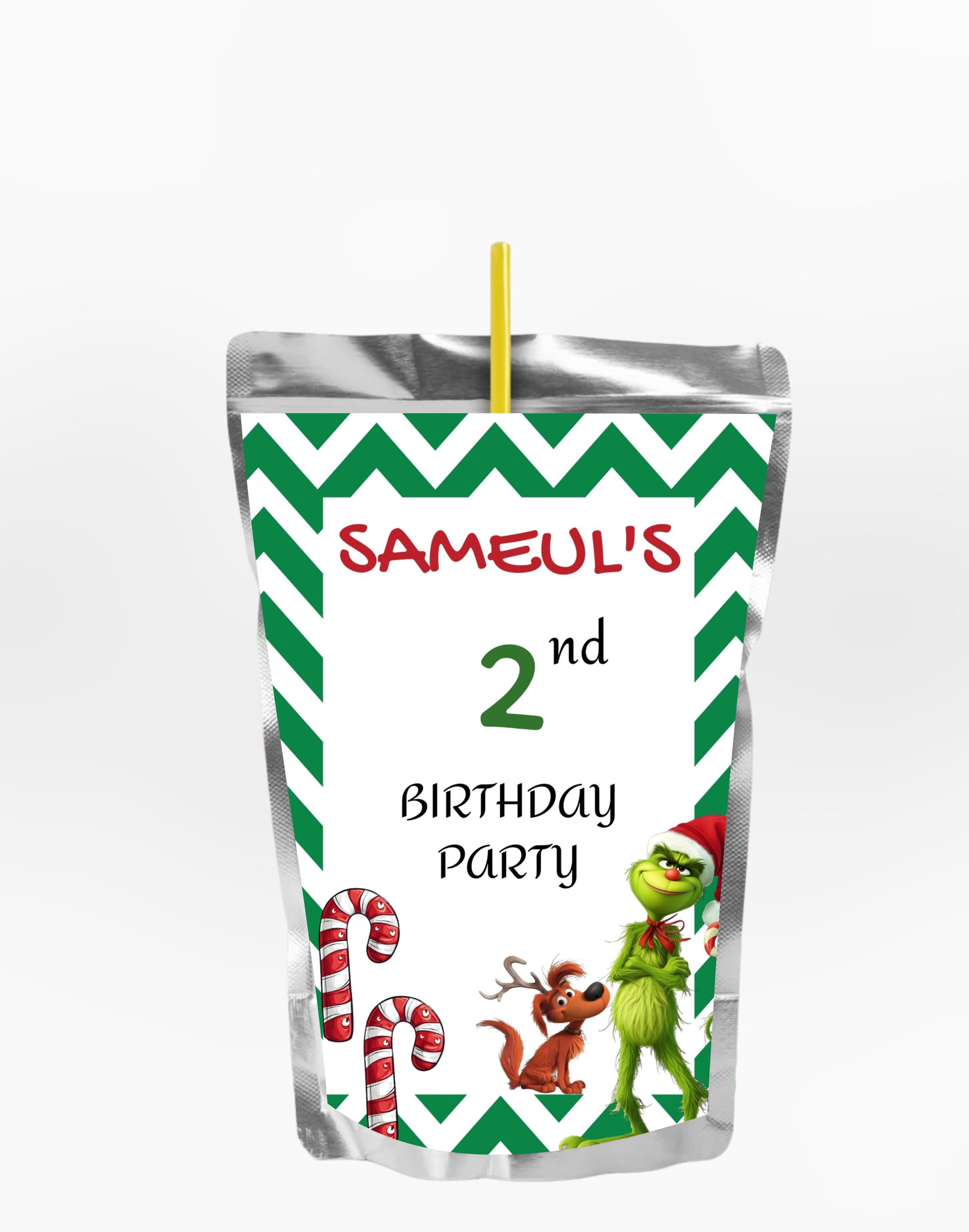 Editable Grinch Birthday Party Juice Pouch Label Custom Capri Sun ...