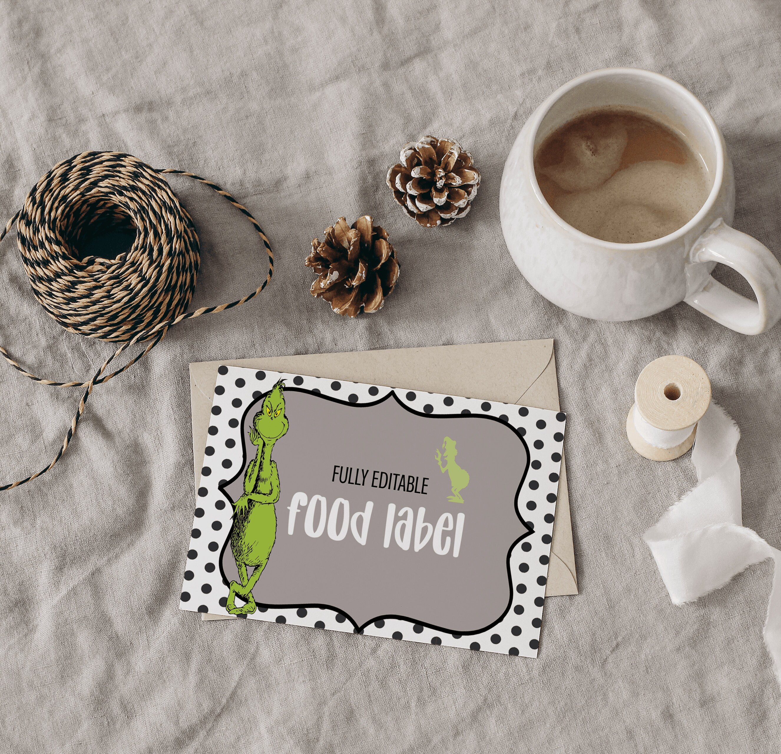 Grinch Christmas Party Food Label Editable Grinchmas Template - Etsy