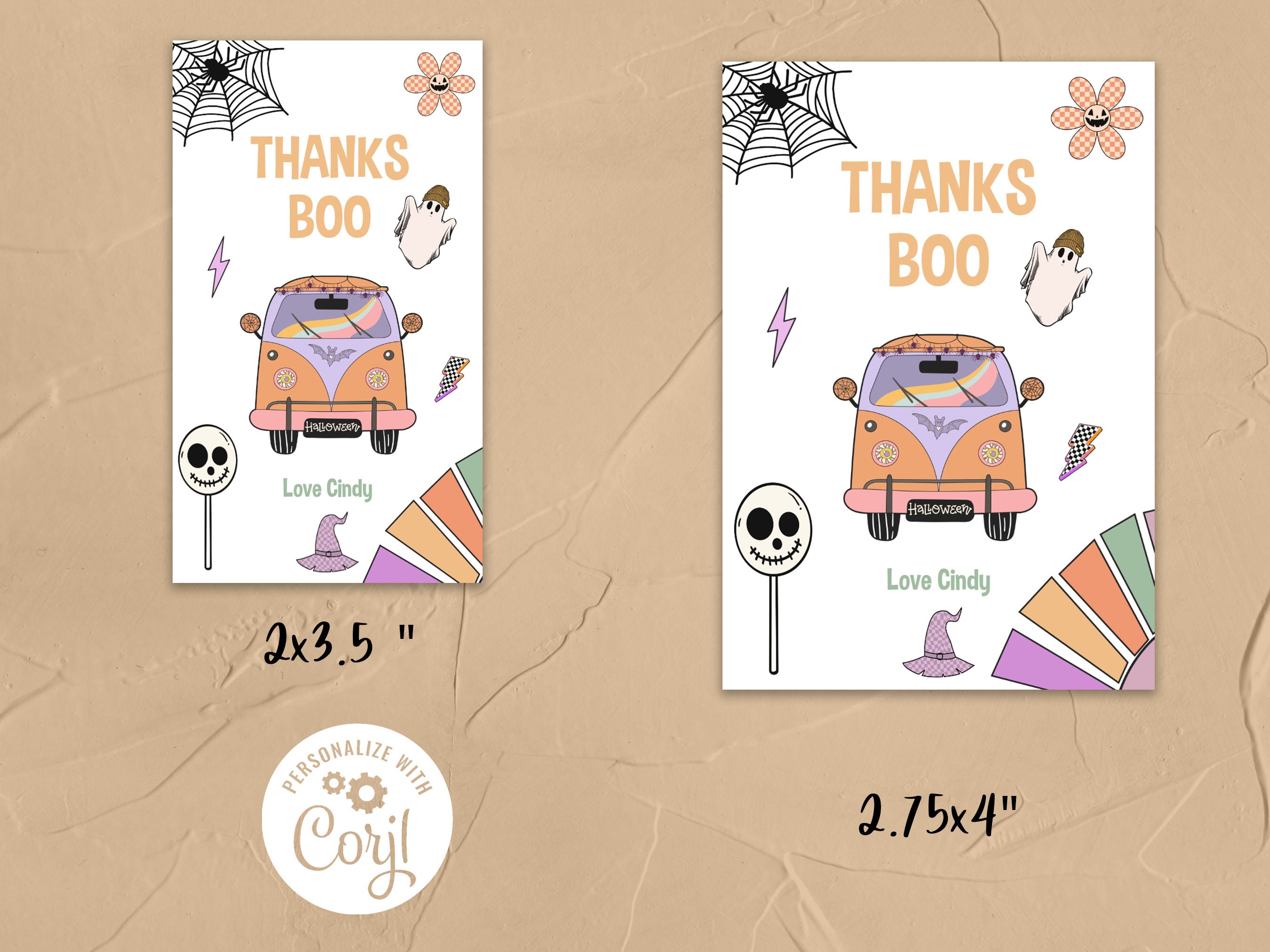 Spooky Retro Baby Shower Thank You Tag Editable A Groovy Boo is Almost ...