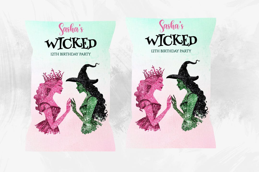 Editable Wicked Chip Bag Template Glinda and Elphab Party Potato Chip ...