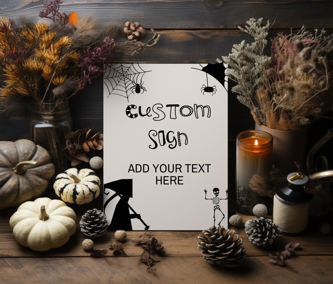 Editable Halloween Custom Sign Printable Holiday Party Sign Template ...