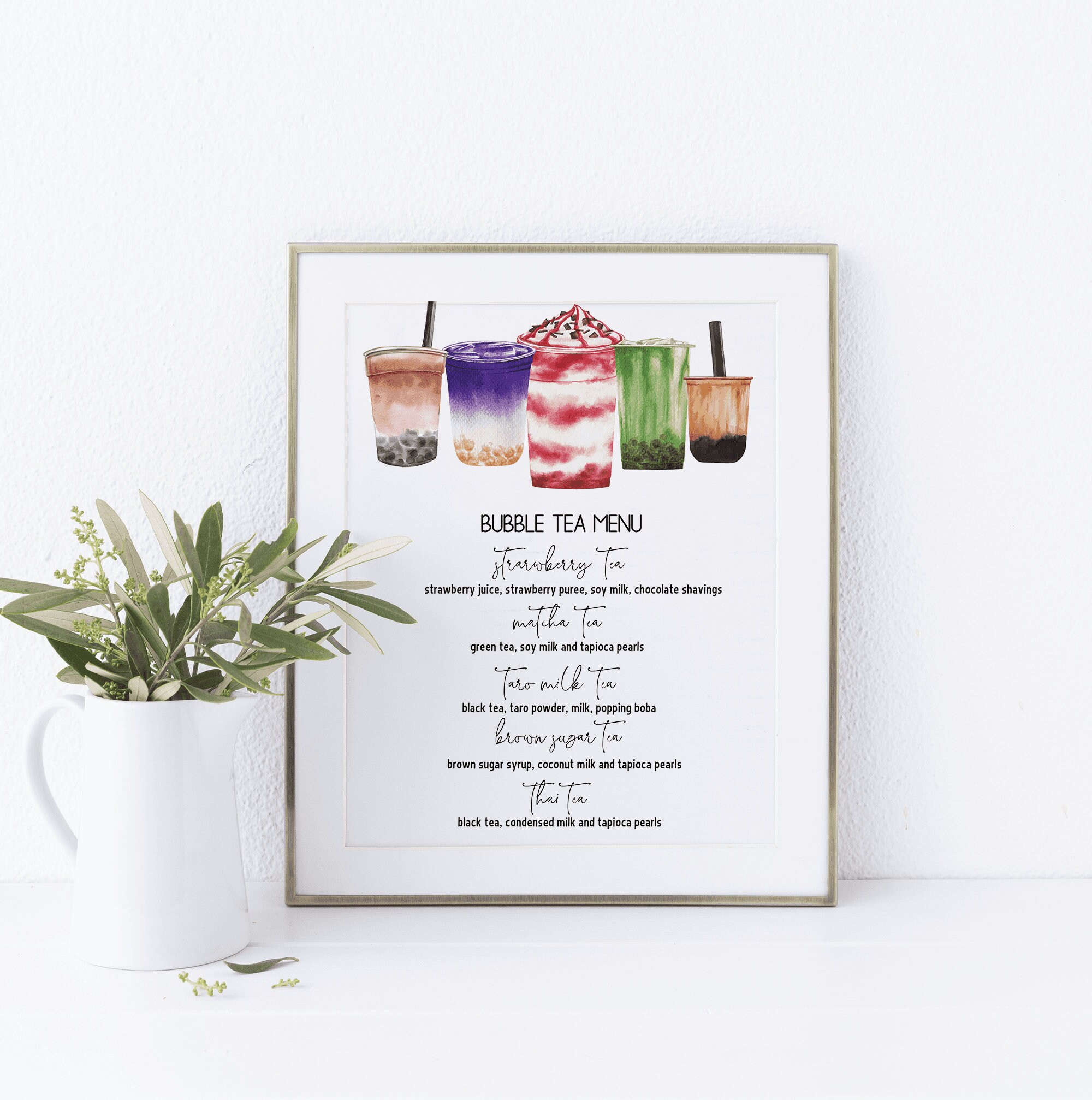 Editable Bubble Tea Menu Sign Customizable Bubble Tea Sign Boba Milk ...