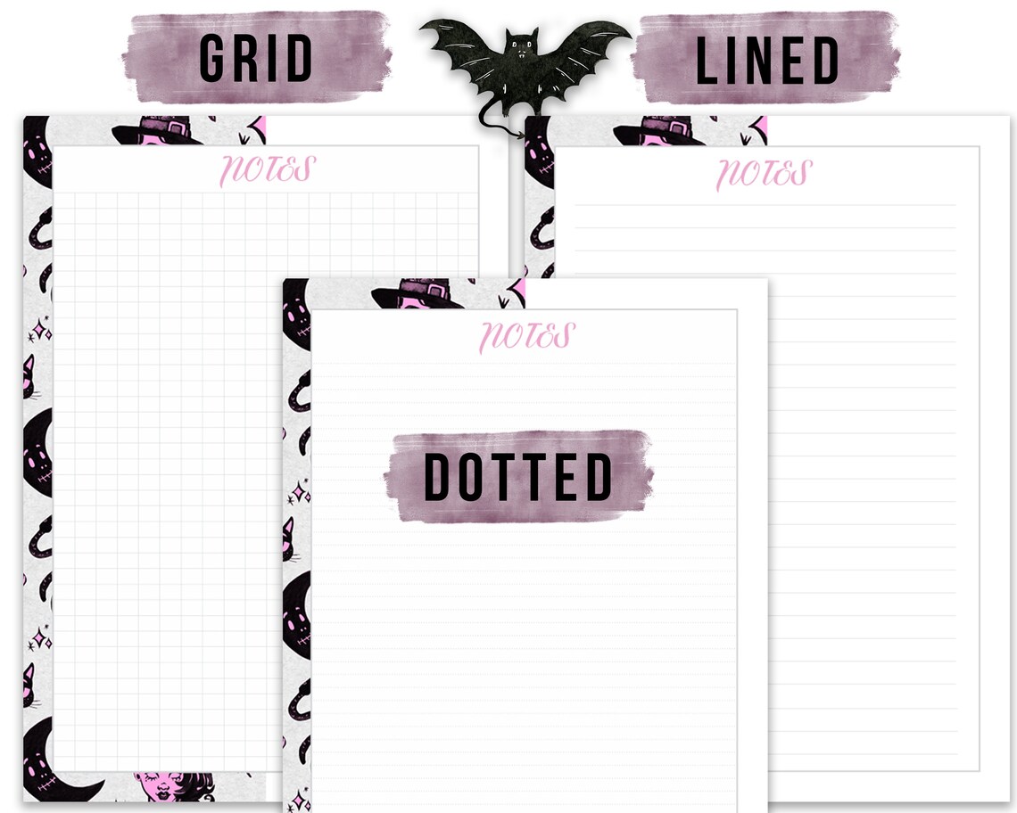 Halloween Themed Notes Page Printable Planner Inserts Notepad Lined ...