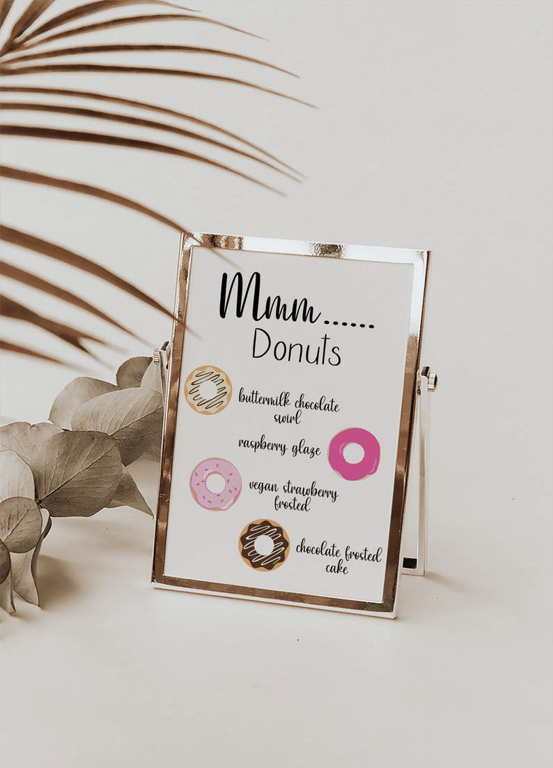 Mmm Donuts Bar Sign Create Your Own Donut Menu Editable Donut Station ...