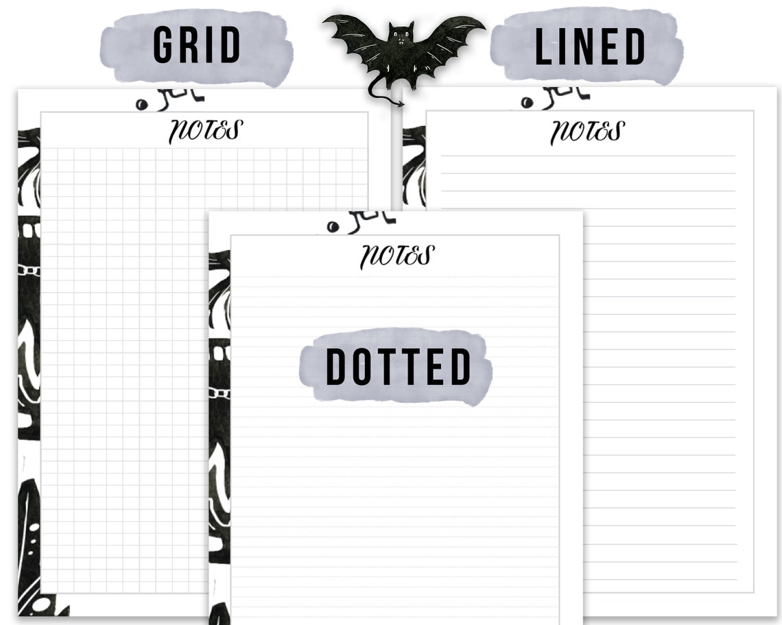 Halloween Themed Notes Page Printable Planner Inserts Notepad Lined ...