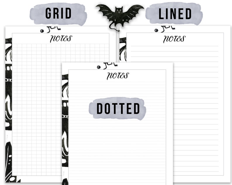 Halloween Themed Notes Page Printable Planner Inserts Notepad Lined ...