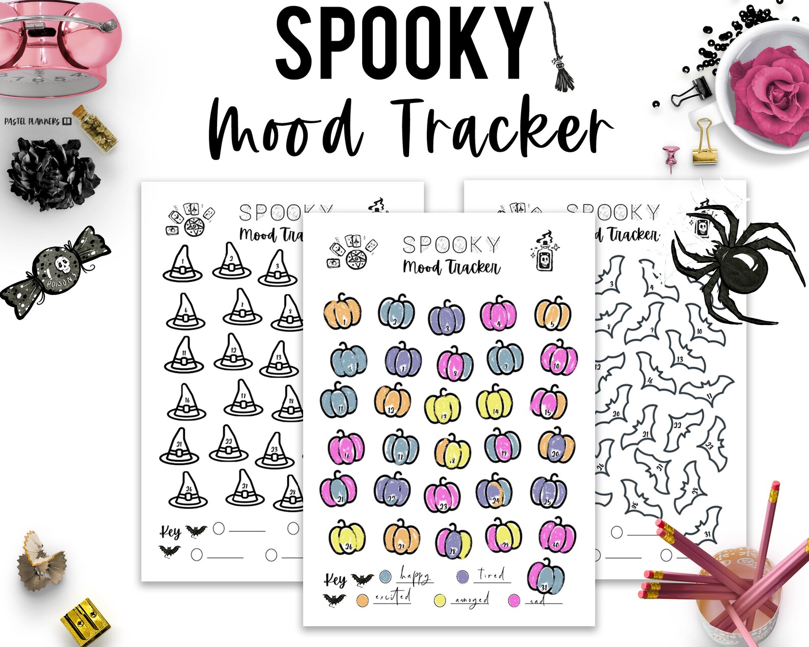 Spooky Mood Tracker Printable Halloween October Daily Bullet Journal ...