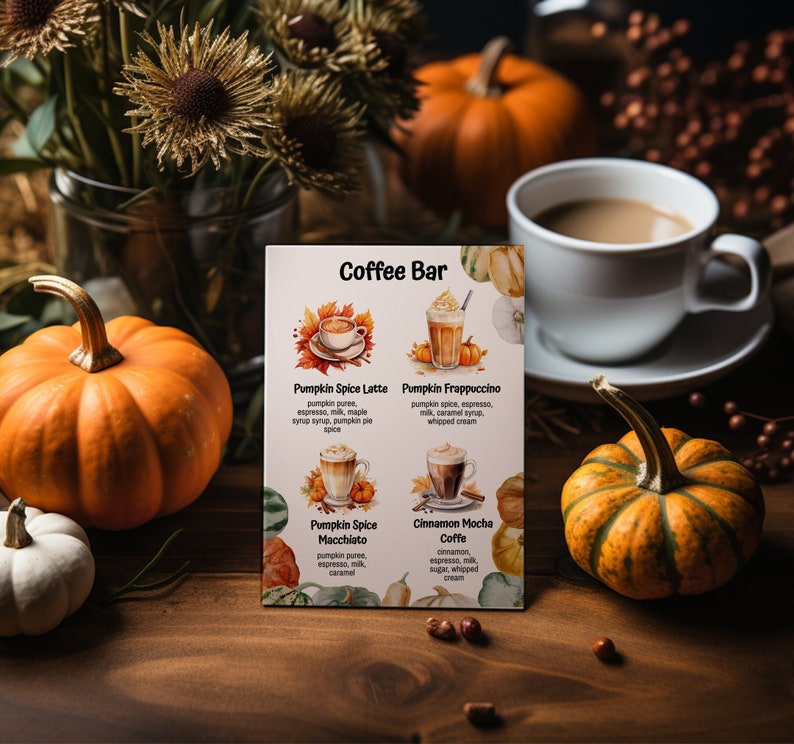 Editable Fall Coffee Drink Menu Template Thanksgiving Hot - Etsy