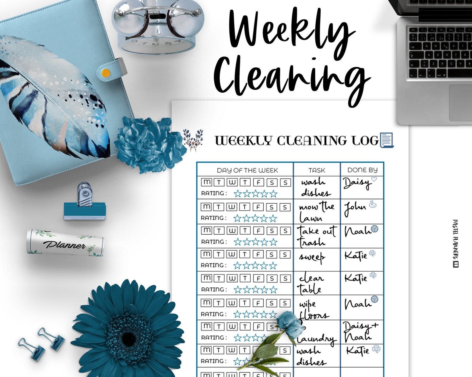Weekly Cleaning Planner Printable Insert Household Schedule - Etsy