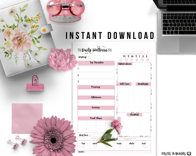 Daily Wellness Planner Daily Goals Printable Daily Gratitude Journal ...