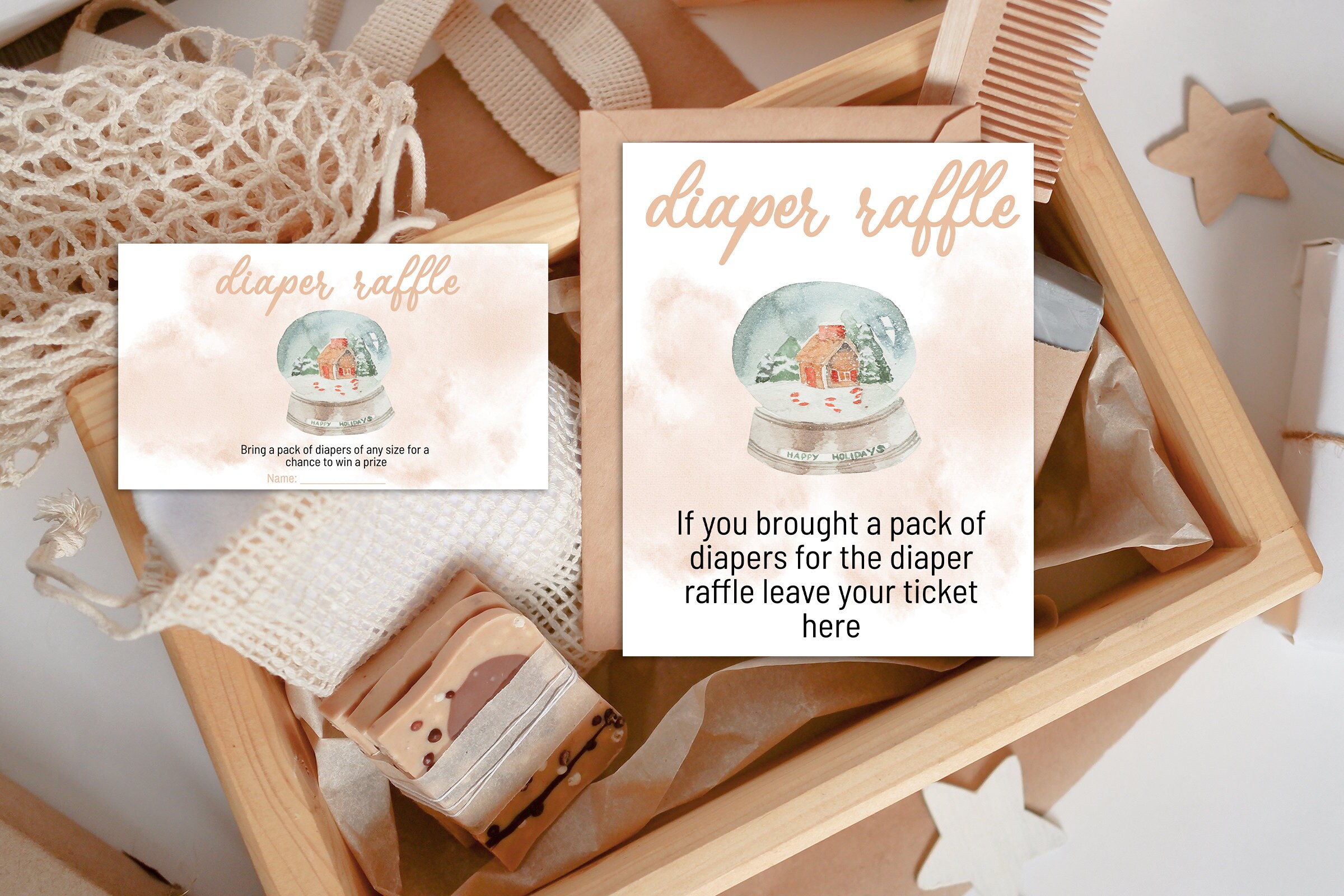 Editable Snow Globe Diaper Raffle Sign and Card Christmas Diaper Raffle ...