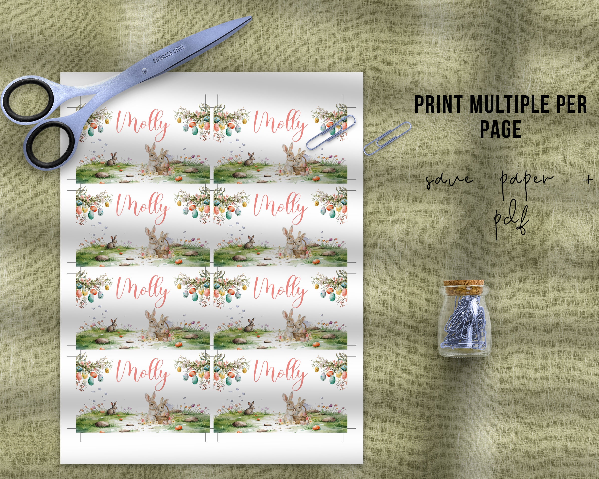 Easter Bunny Name Card Editable Easter Egg Hunt Place Card Name Card ...