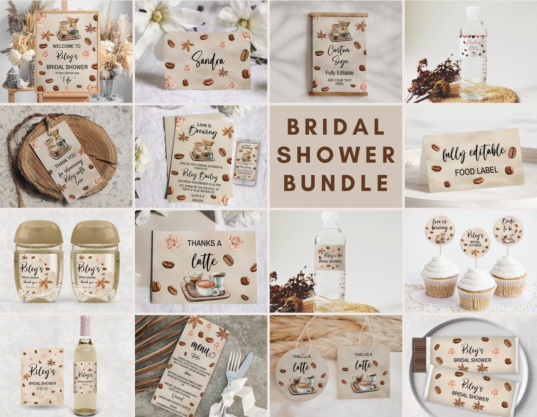 Editable Love is Brewing Bridal Shower Bundle Decor Template Welcome ...