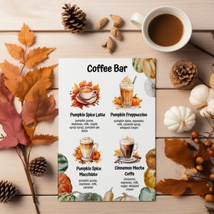 Editable Fall Coffee Drink Menu Template Thanksgiving Hot Beverage Bar ...
