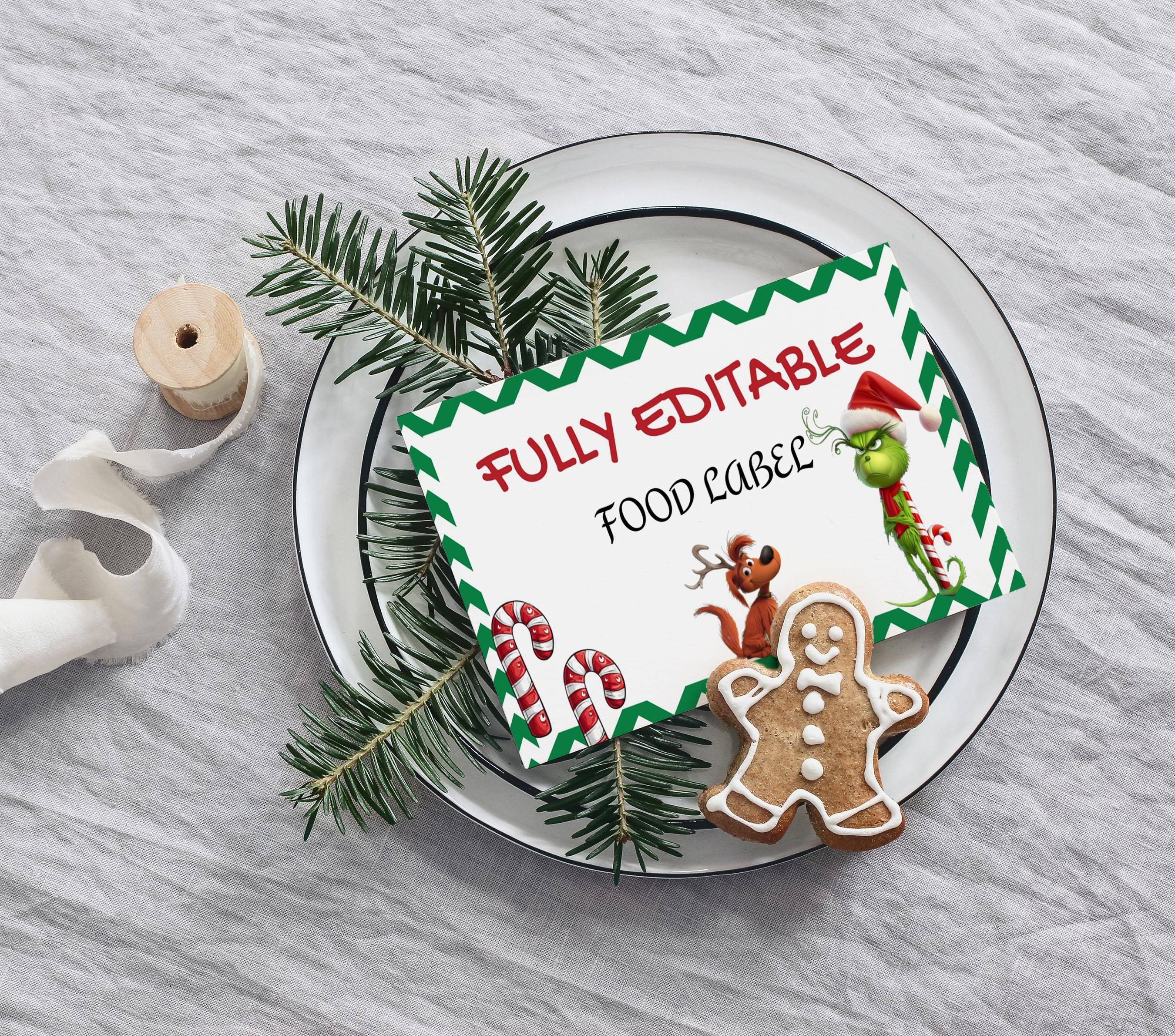 Grinch Christmas Party Food Label Editable Grinchmas Template Holiday ...
