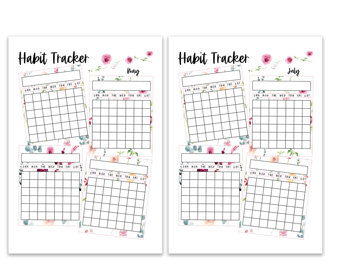Monthly Habit Tracker Printable Monthly Goal Tracking Daily - Etsy