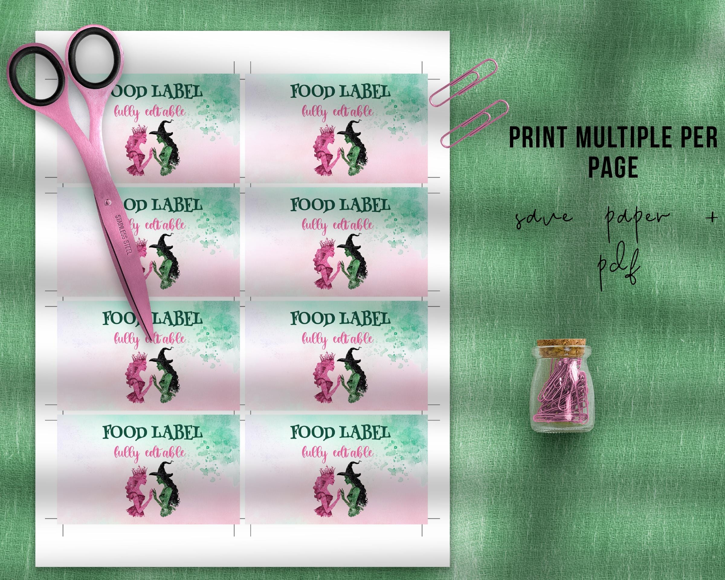 Editable Wicked Movie Musical Birthday Party Food Label Glinda ...