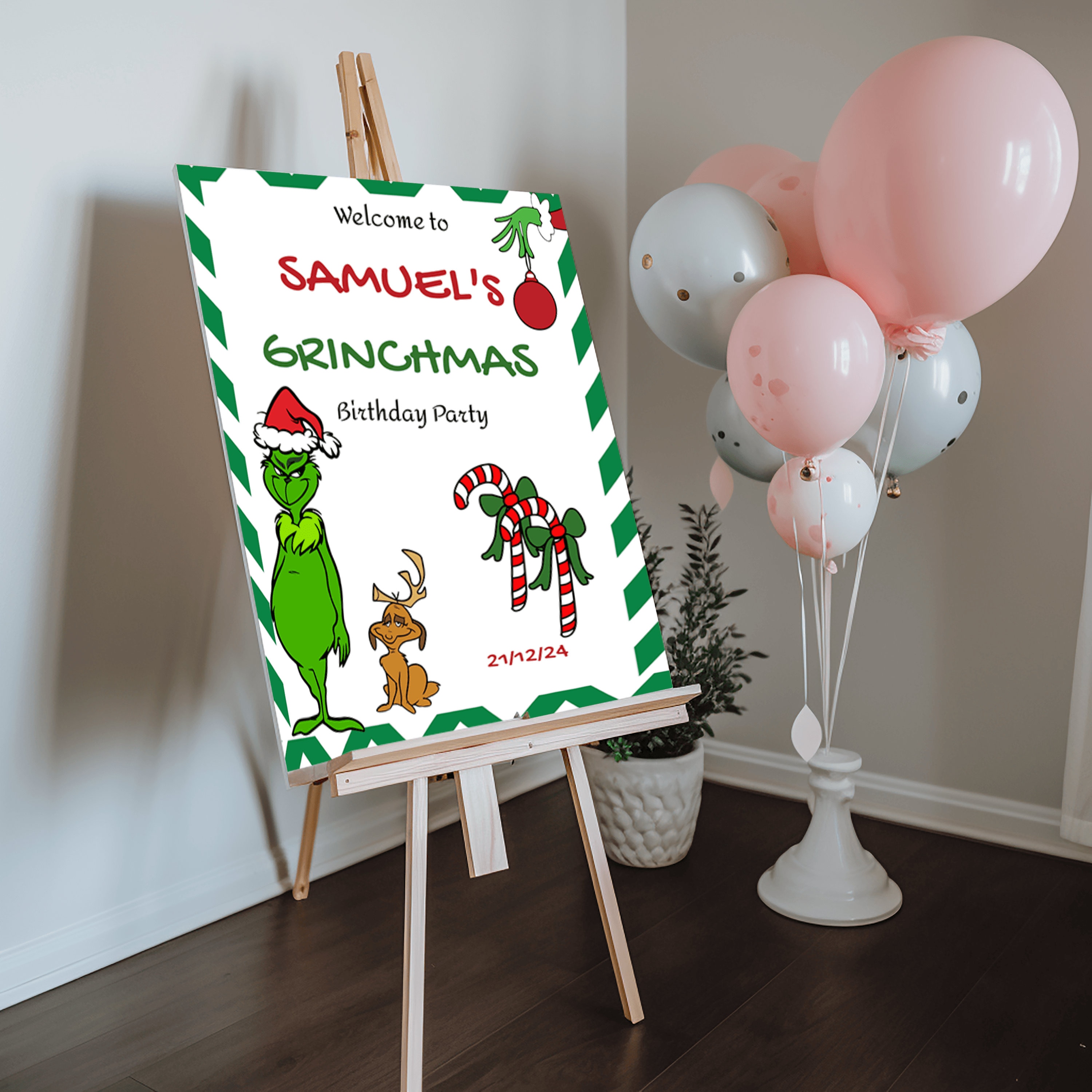 Grinch Birthday Party Welcome Sign Editable Grinchmas Christmas Party ...