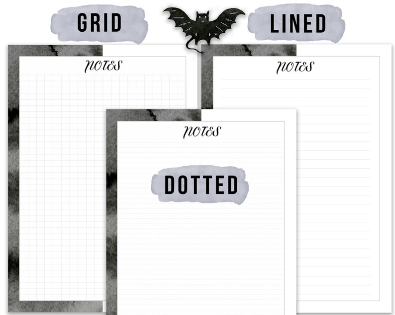 Halloween Themed Notes Page Printable Planner Inserts Notepad Lined ...
