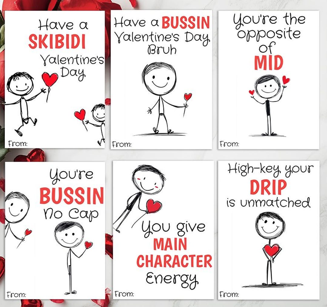 Slang Kids Valentine Day Card Printable Funny Kids Valentine Card ...
