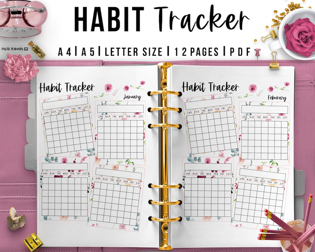 Monthly Habit Tracker Printable Monthly Goal Tracking Daily Habits ...