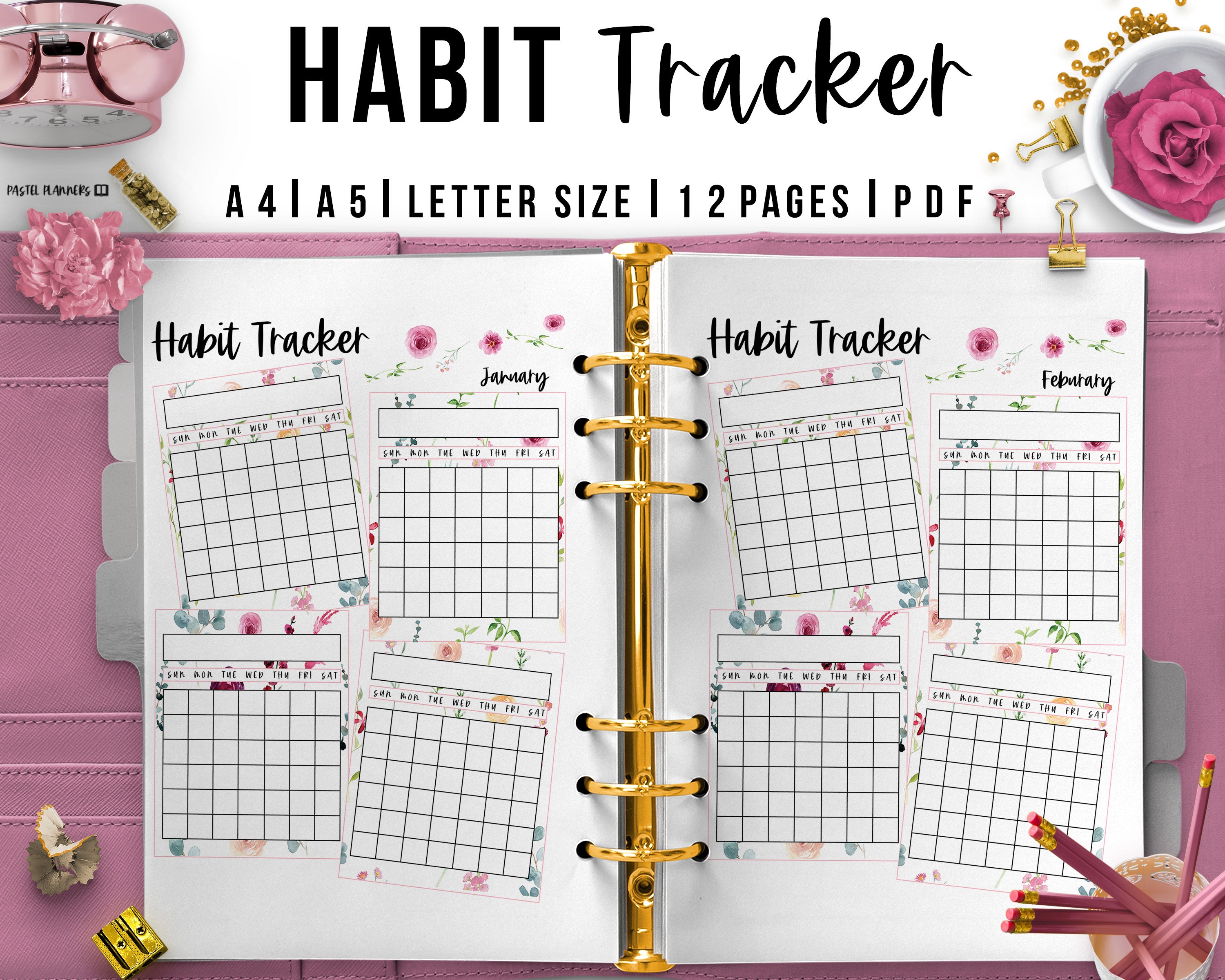 Monthly Habit Tracker Printable Monthly Goal Tracking Daily - Etsy