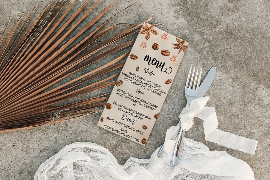 Love is Brewing Bridal Shower Menu Card Editable Coffee Menu Template ...