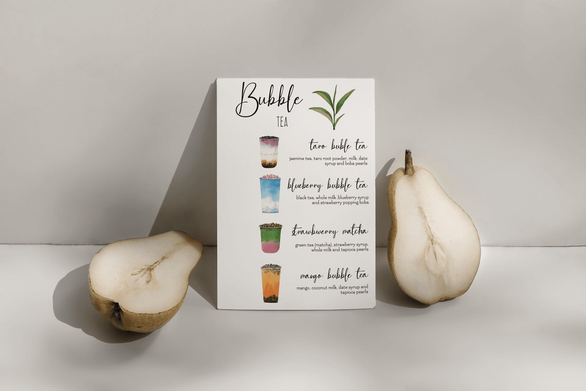 Editable Bubble Tea Menu Sign Customizable Bubble Tea Sign Boba Milk ...