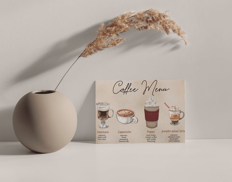 Editable Coffee Menu Sign Customizable Coffee Bar Printable Hot ...