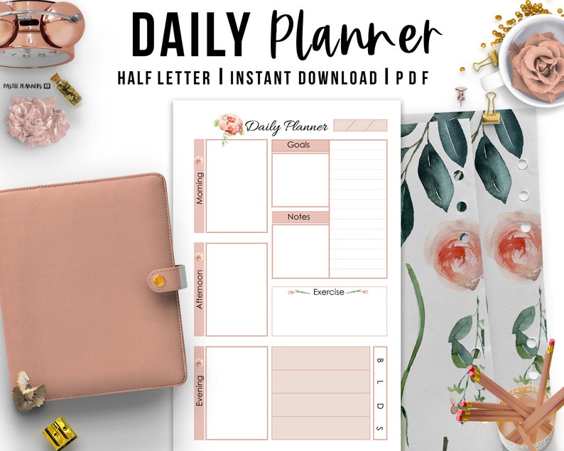 Half Letter Printable Daily Planner Inserts, ,goal Tracker ,day ...