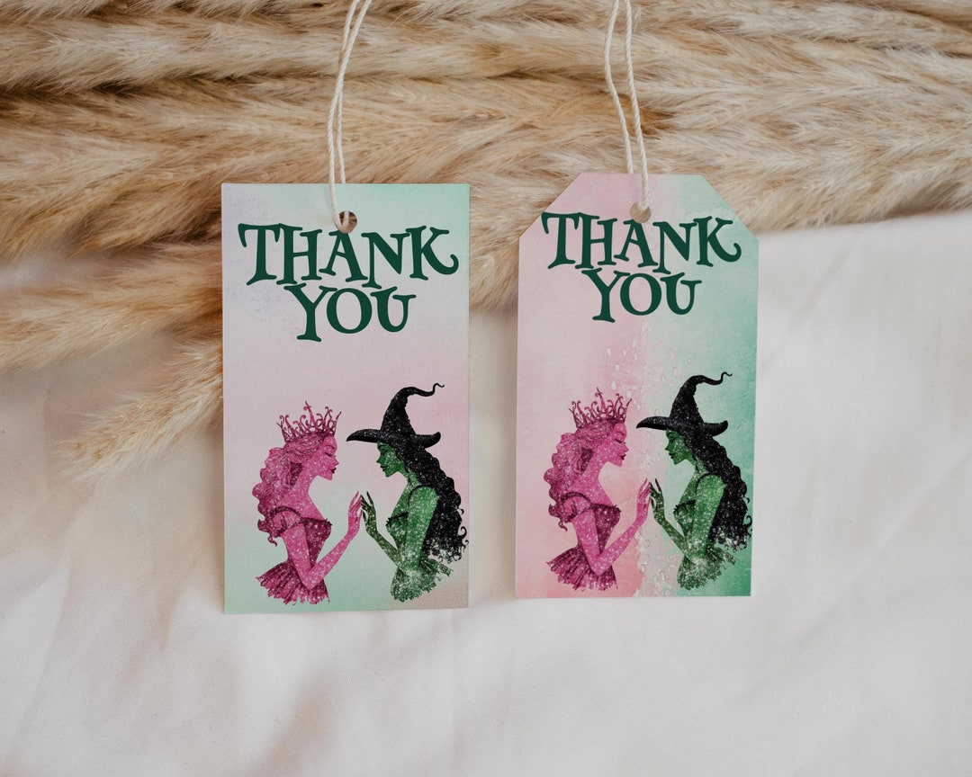 Editable Wicked Movie Themed Thank You Tag Template Elphaba and Glinda ...