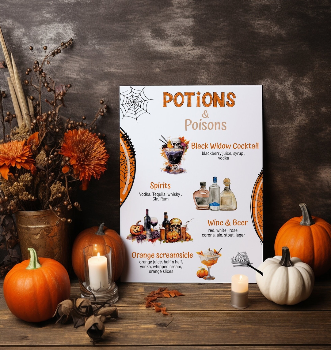 Halloween Potions and Poisons Drink Menu Editable Spooky Bar Printable ...