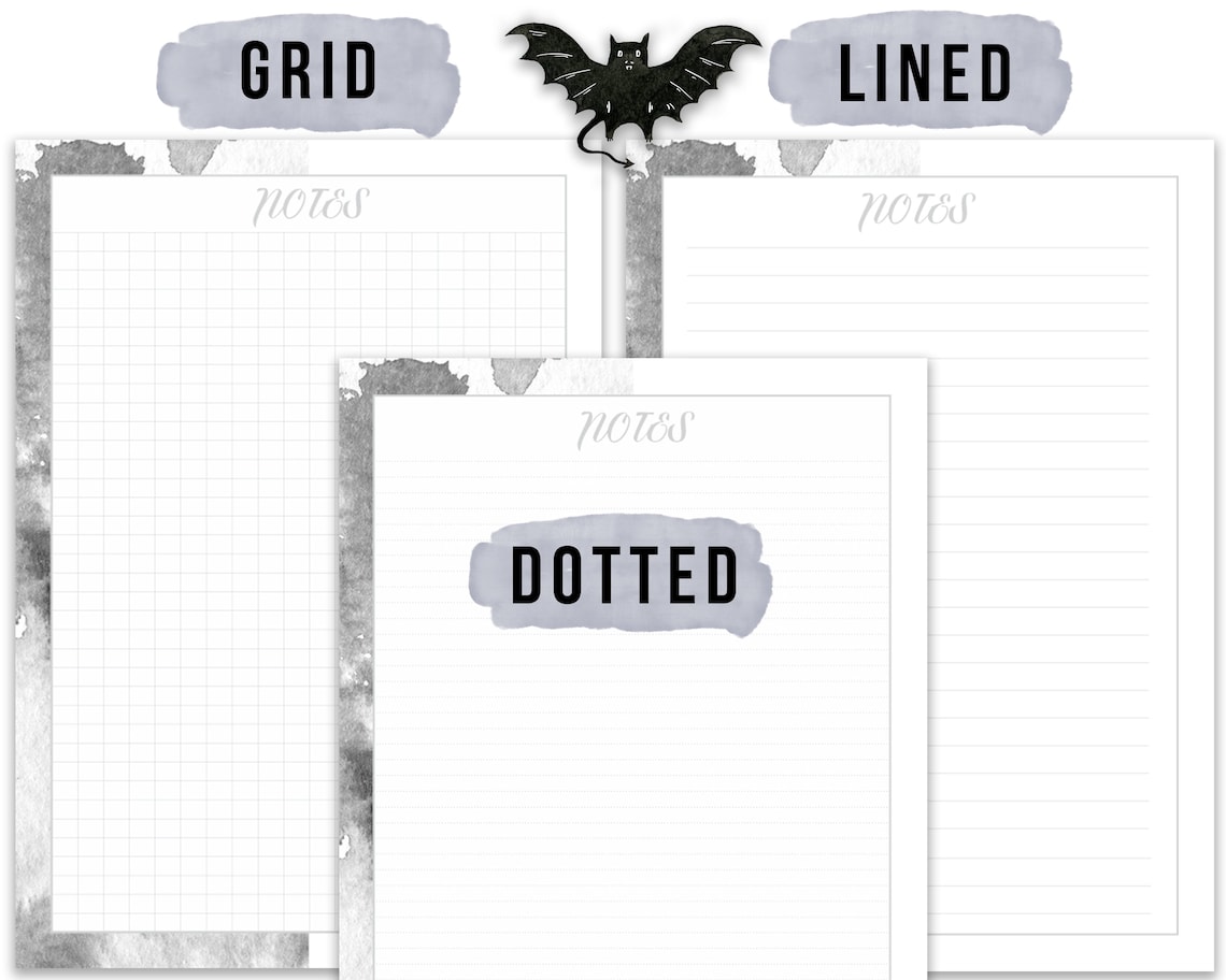 Halloween Themed Notes Page Printable Planner Inserts Notepad Lined ...