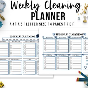 Weekly Cleaning Planner Printable Insert Household Schedule - Etsy