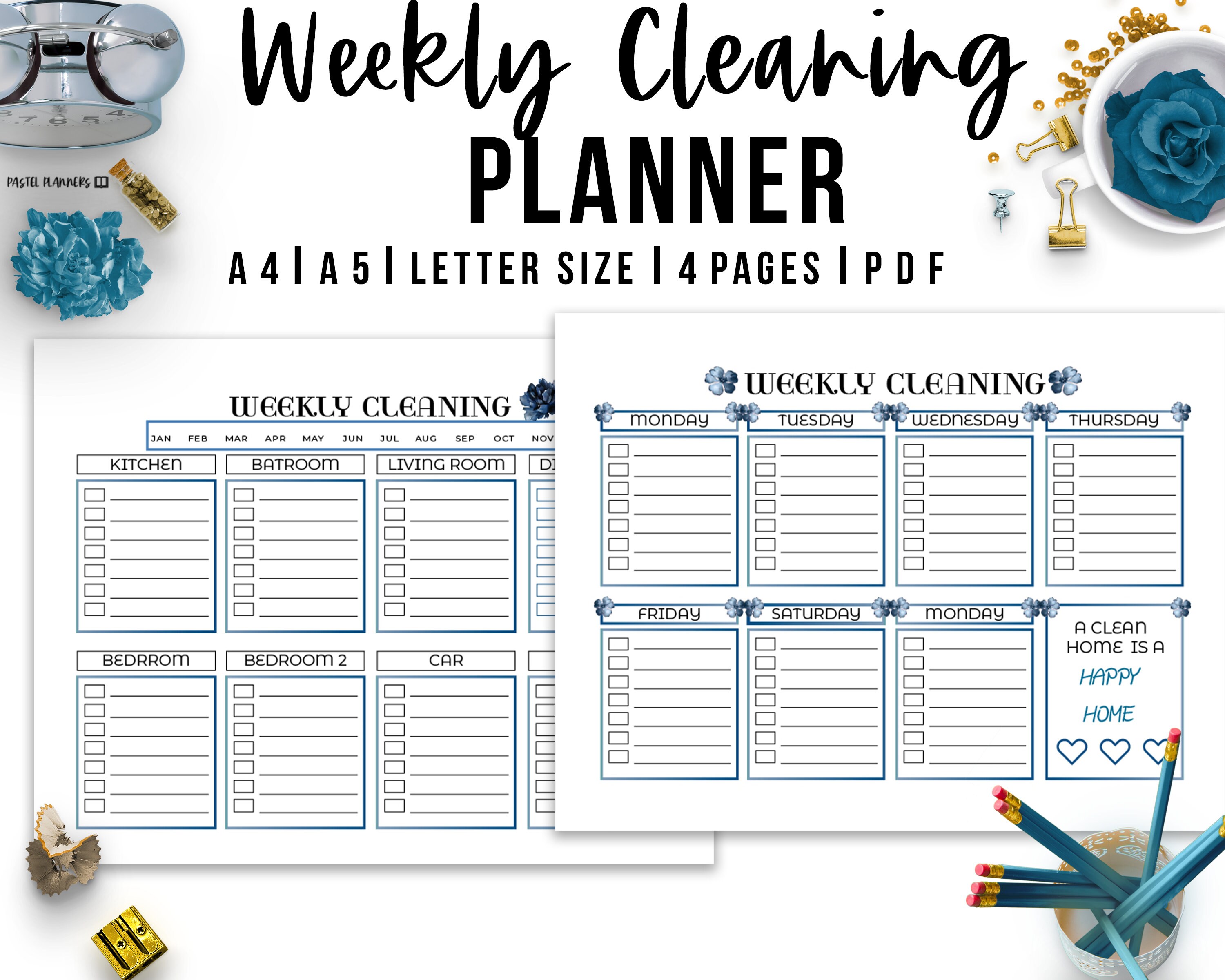 Weekly Cleaning Planner Printable Insert Household Schedule - Etsy