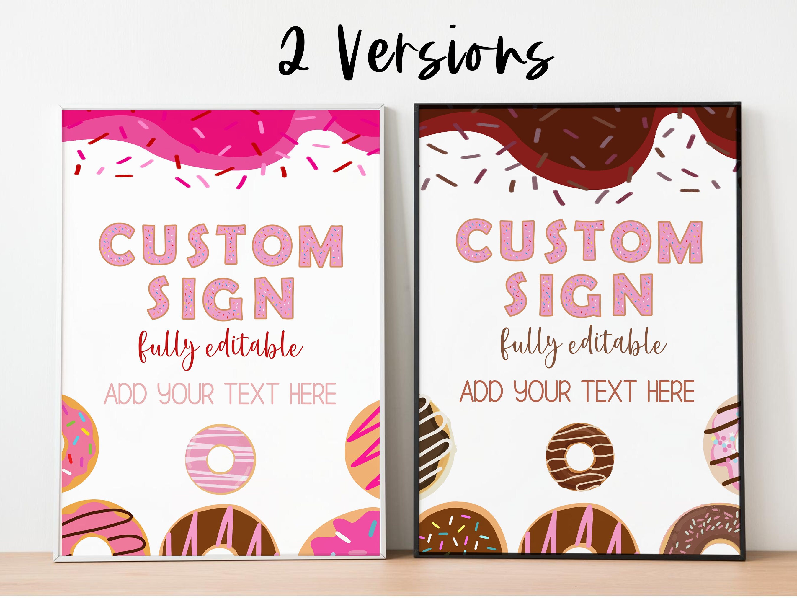 Editable Donut Themed Custom Sign Printable Party Decoration ...