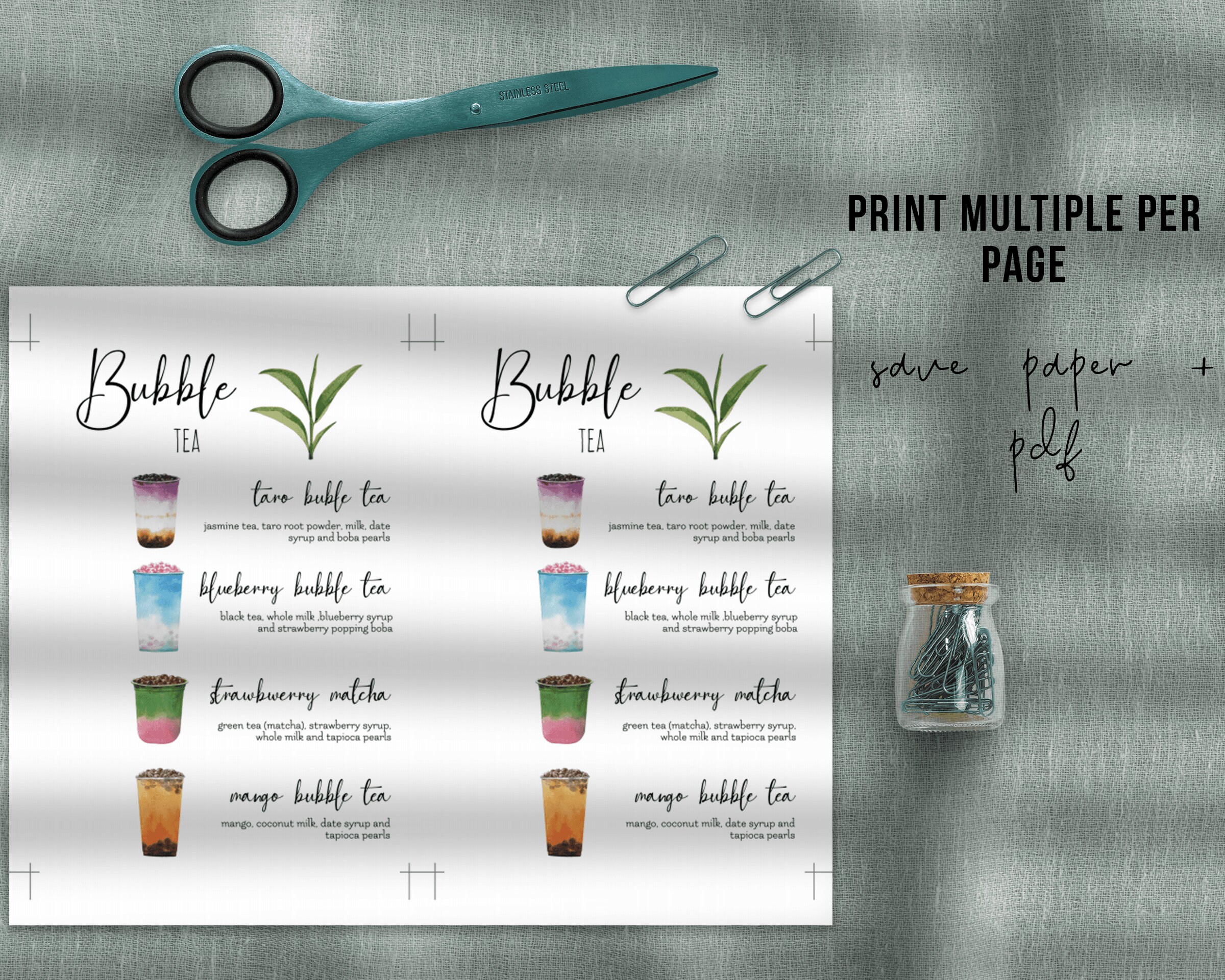 Editable Bubble Tea Menu Sign Customizable Bubble Tea Sign Boba Milk ...