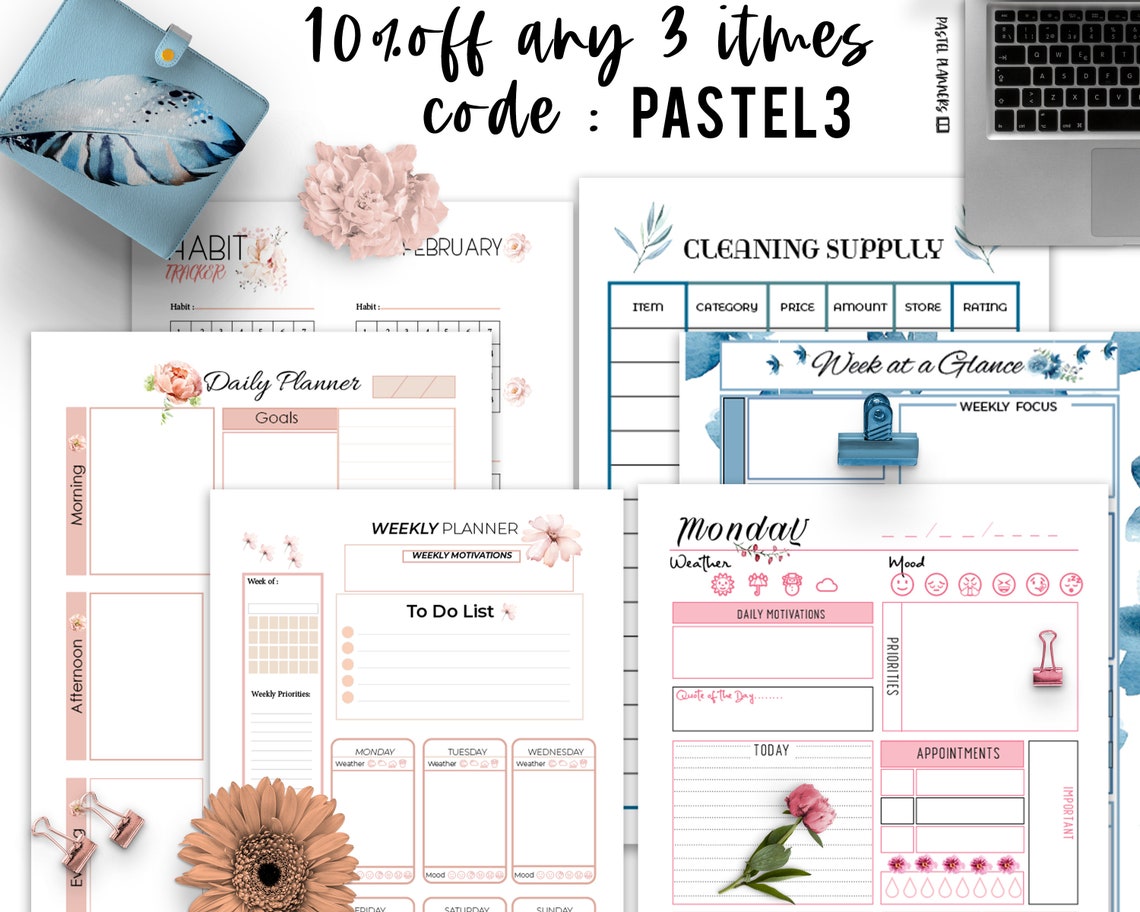 A6 Printable Daily Planner Inserts A6 Planner goal Tracker - Etsy
