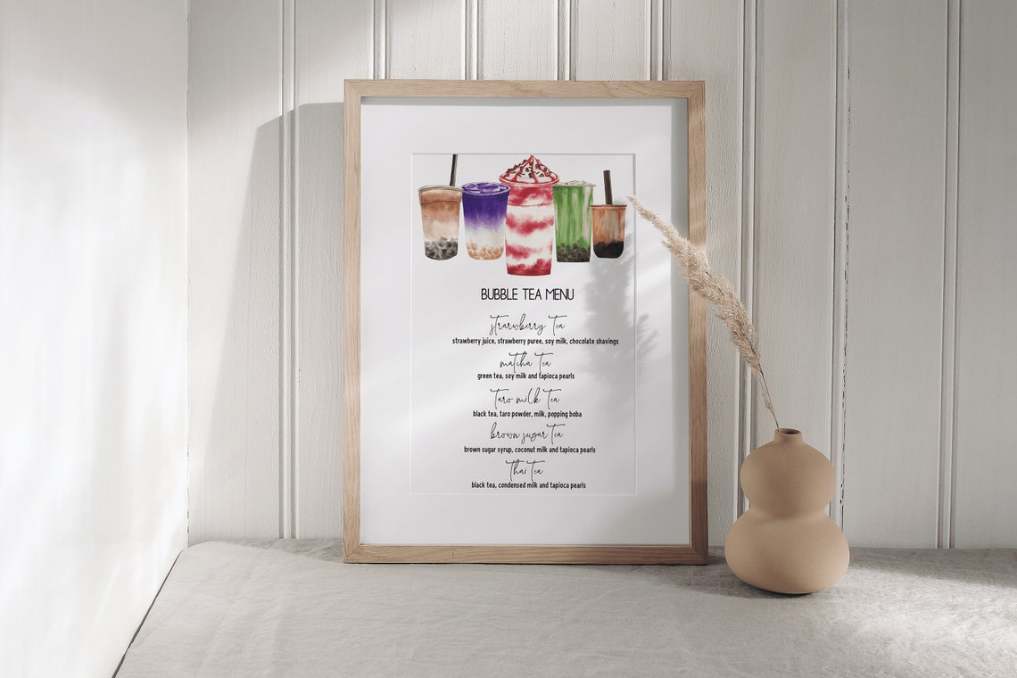 Editable Bubble Tea Menu Sign Customizable Bubble Tea Sign Boba Milk ...