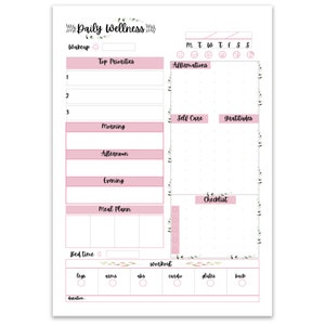 Daily Wellness Planner Daily Goals Printable Daily Gratitude Journal ...